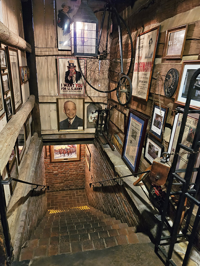 History lives in every corner where vintage photographs and memorabilia create an authentic time capsule.