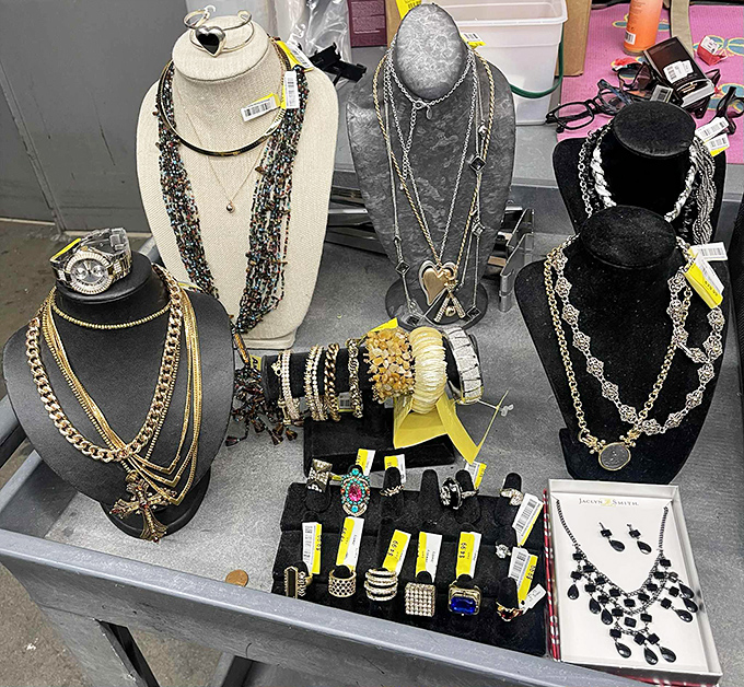 Jewelry displays that make magpies of us all. Those necklaces have adorned first dates, job interviews, and probably a few questionable 80s proms.