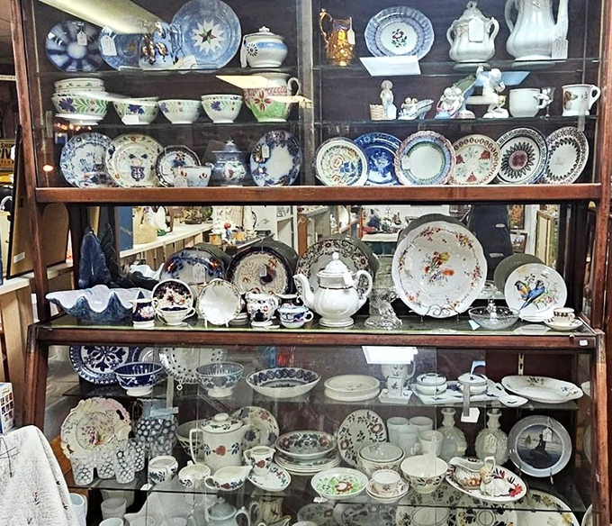 Fine china that's survived decades of holiday meals now waits behind glass, hoping for resurrection at your next dinner party.