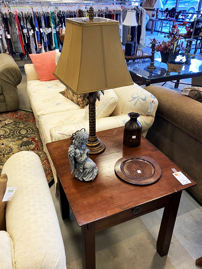This elegant lamp and side table combo is just waiting to illuminate someone's reading nook&mdash;at a fraction of retail price.