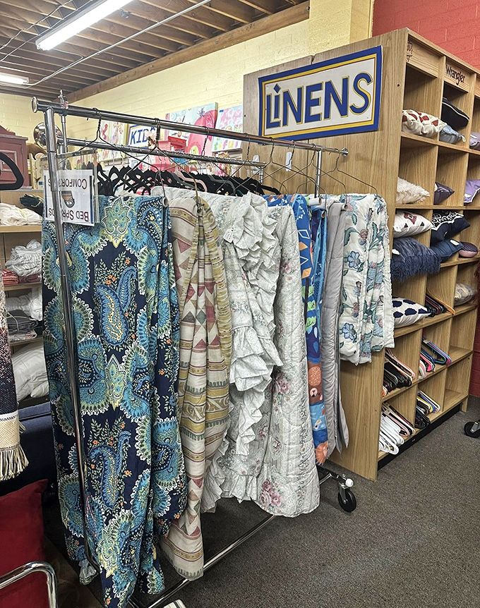 The linens section offers everything needed to transform bedrooms into cozy retreats worth coming home to.