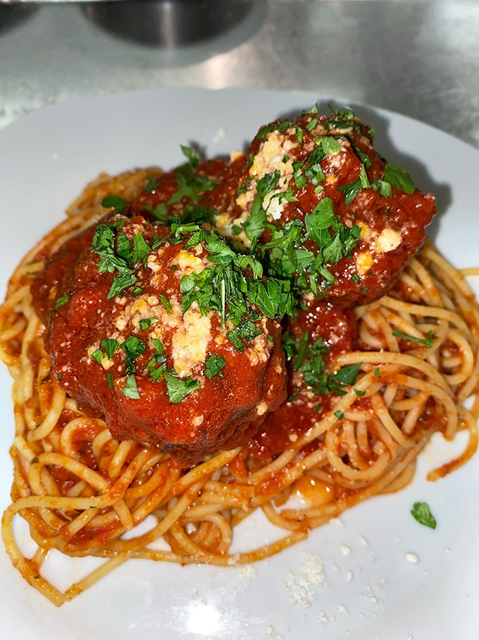 Spaghetti and meatballs that would make any Italian grandmother nod in approval while secretly taking notes.
