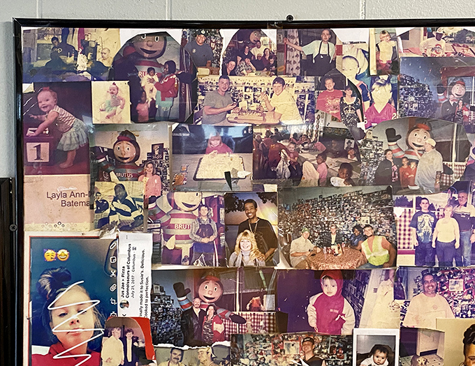 A collage of memories adorns the wall, telling the story of a beloved local spot woven into the fabric of countless lives.