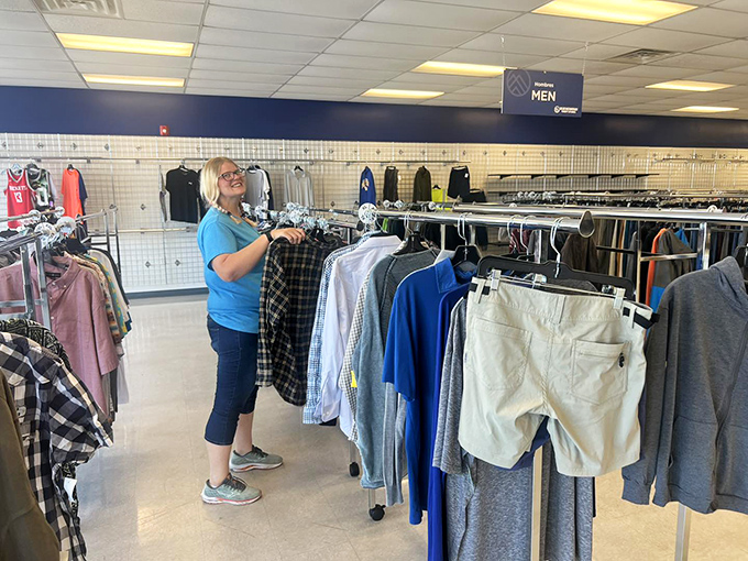 The men's department: where fashion goes for its second act. That plaid shirt might have attended a Springsteen concert before finding its way here.