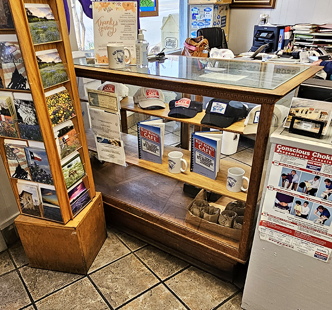 Local merchandise corner proves this cafe has achieved beloved hometown institution status completely.