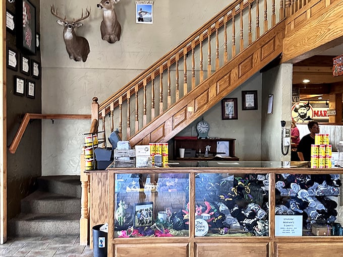 Where mounted deer heads watch over claw machines – a uniquely Ozark juxtaposition that somehow makes perfect sense at Starvin Marvin's.