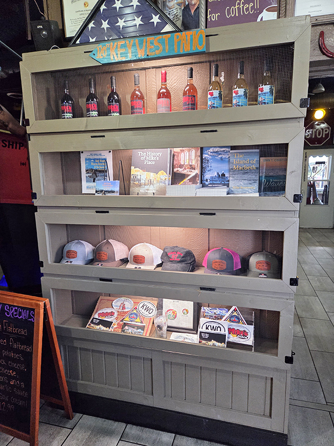 The "Key West Info" display isn't just merchandise&mdash;it's a portal to island dreams in the middle of Ohio. Jimmy Buffett would approve. 