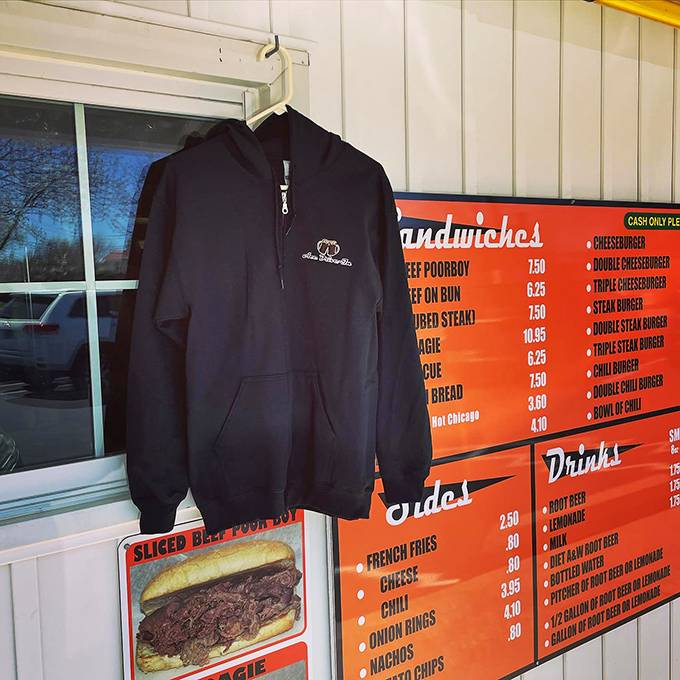 Even the merch is old-school cool&mdash;a hoodie hanging by the menu board, because some places are worth wearing your loyalty.