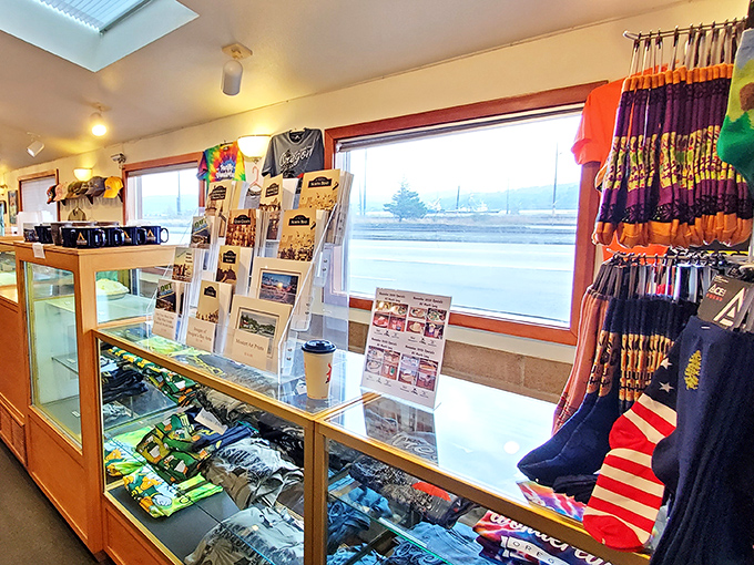 A gift shop where you can take home a souvenir of your breakfast adventure. Those socks are saying "remember the pancakes" in textile form.