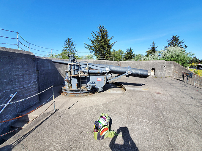 This isn't just any cannon&mdash;it's a 10-inch disappearing gun that once protected the Columbia River, now peacefully retired from active duty.