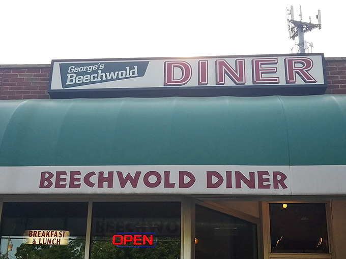 George's Beechwold Diner signage announces breakfast paradise – no fancy marketing needed when the food speaks volumes.