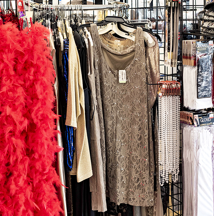 The men's department offers everything from casual wear to office attire, organized with a precision that makes treasure hunting efficient.