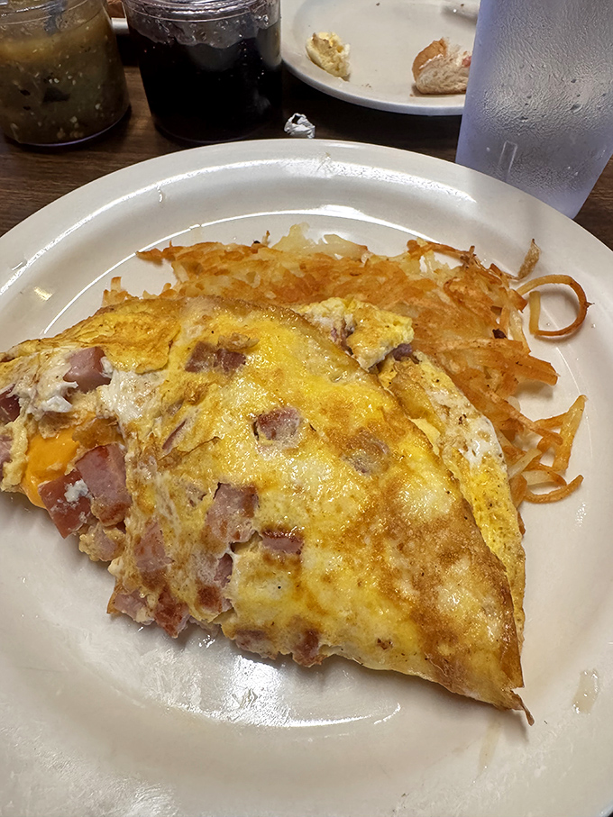 An omelet that's achieved perfect harmony between eggs and fillings. The cheese pull alone would make this worth the trip.