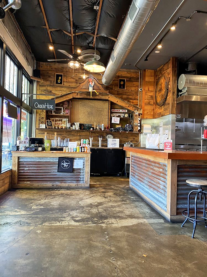 The ordering counter: where hope begins and diet plans end. Those corrugated metal panels have witnessed countless moments of pure food joy.