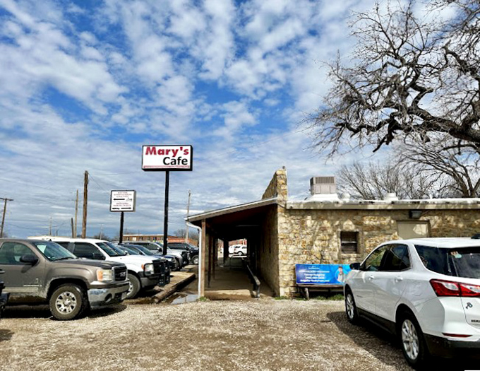 On busy days, the parking lot fills with vehicles from across Texas &ndash; a dusty caravan of chicken fried steak enthusiasts. 