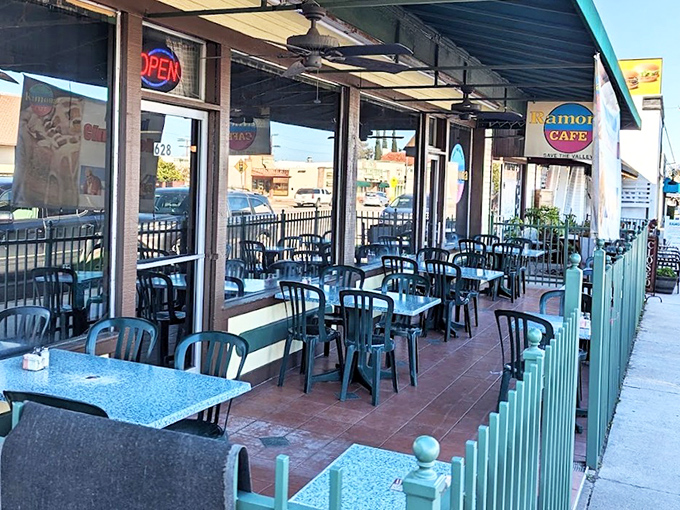 The outdoor patio&mdash;where you can enjoy your breakfast feast while contemplating how many steps it'll take to work off that cinnamon roll.