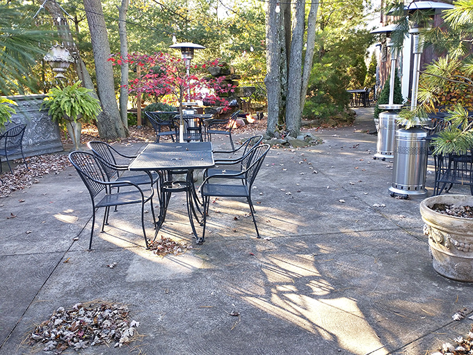 Nature's dining room where autumn leaves provide the perfect garnish. When Ohio weather cooperates, this patio becomes prime real estate.