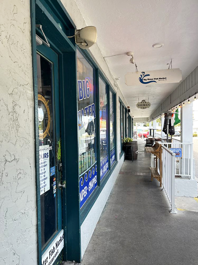 The entrance corridor feels like the gateway to seafood paradise. That "Big Water" sign promises adventures your taste buds won't soon forget.