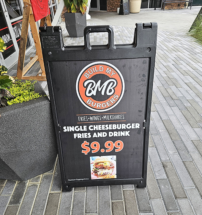 The sidewalk menu board makes a compelling economic argument. A complete meal for under ten bucks is practically community service.
