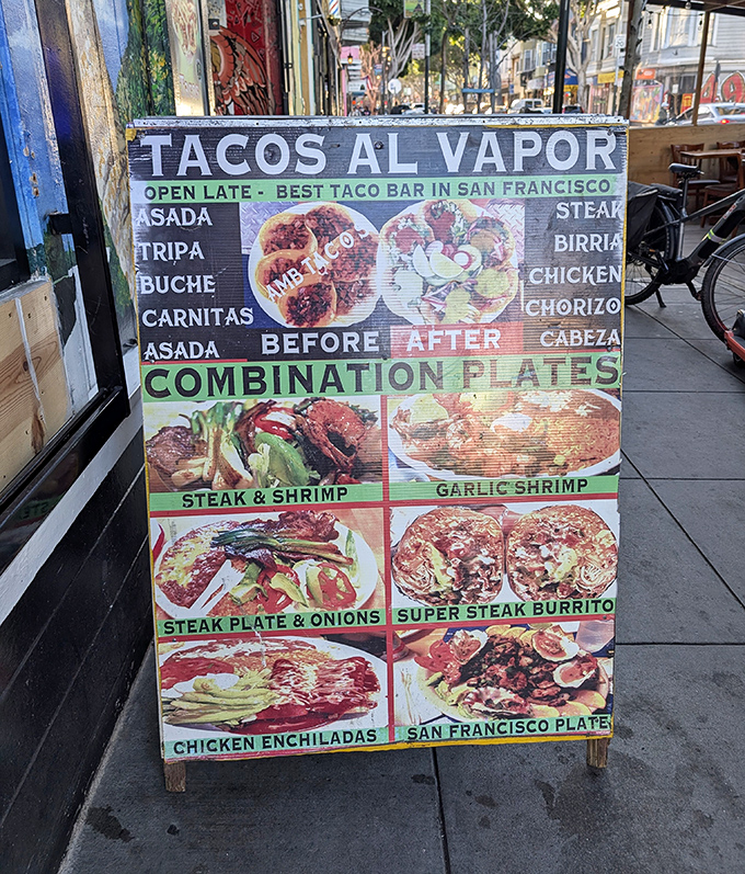This sidewalk menu board doesn't just advertise food &ndash; it's practically issuing a delicious challenge to passersby.