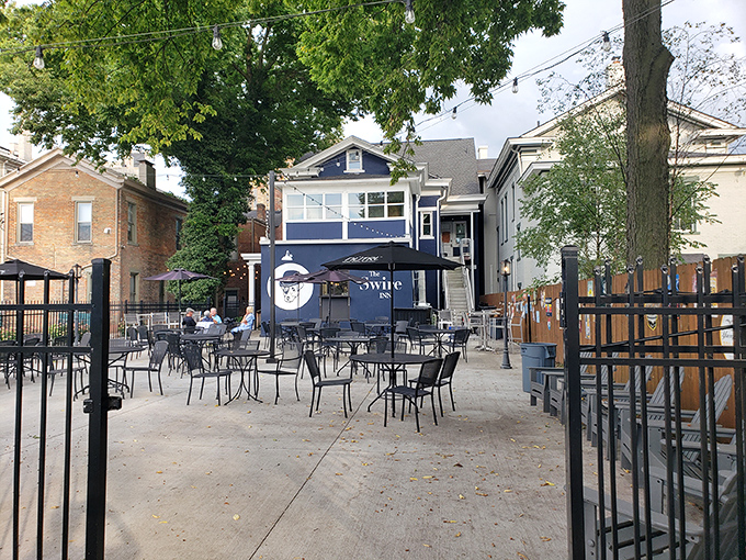The outdoor patio&mdash;where summer evenings stretch into memory under string lights and stars. Social distancing never looked so inviting. 