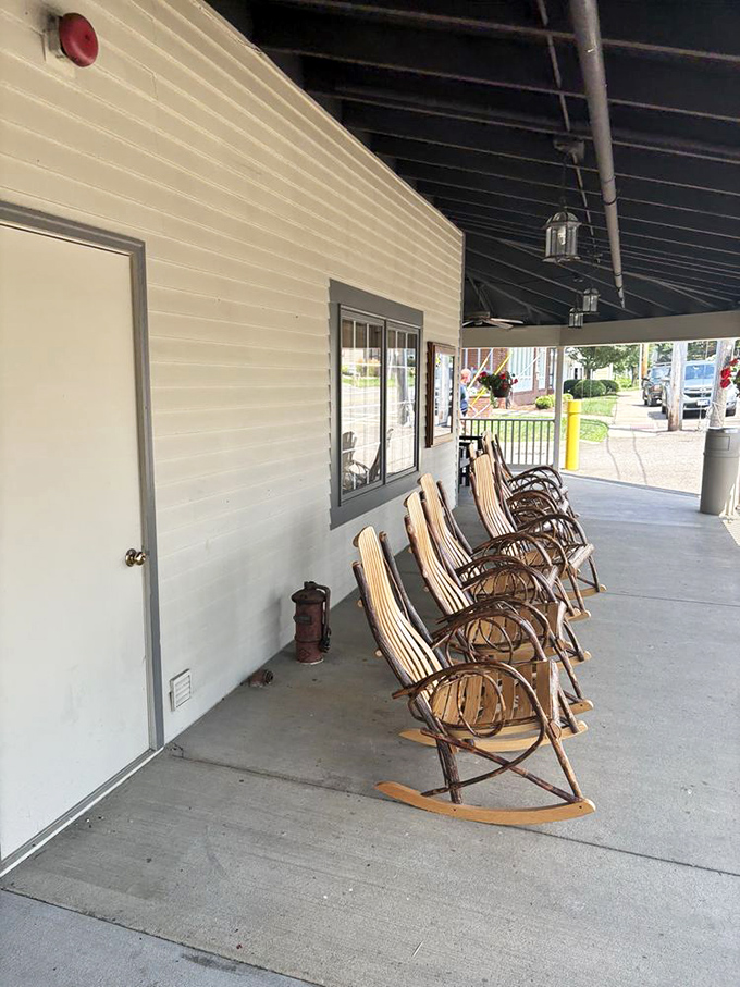 Rocking chairs for post-meal contemplation of life's important questions, like "Room for pie?"