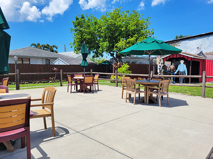 Outdoor seating for those who want their comfort food with a side of fresh air. Florida dining without pretension.