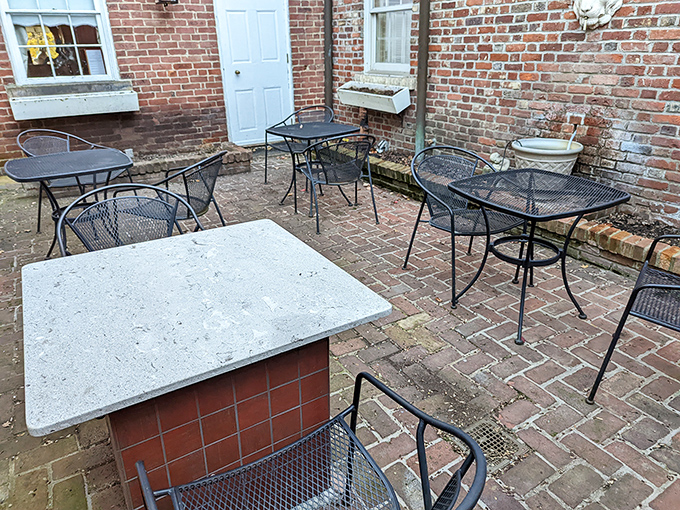 The brick patio provides a breath of fresh air between courses, where Ohio seasons set the mood for pre-dinner drinks or post-dessert contemplation.