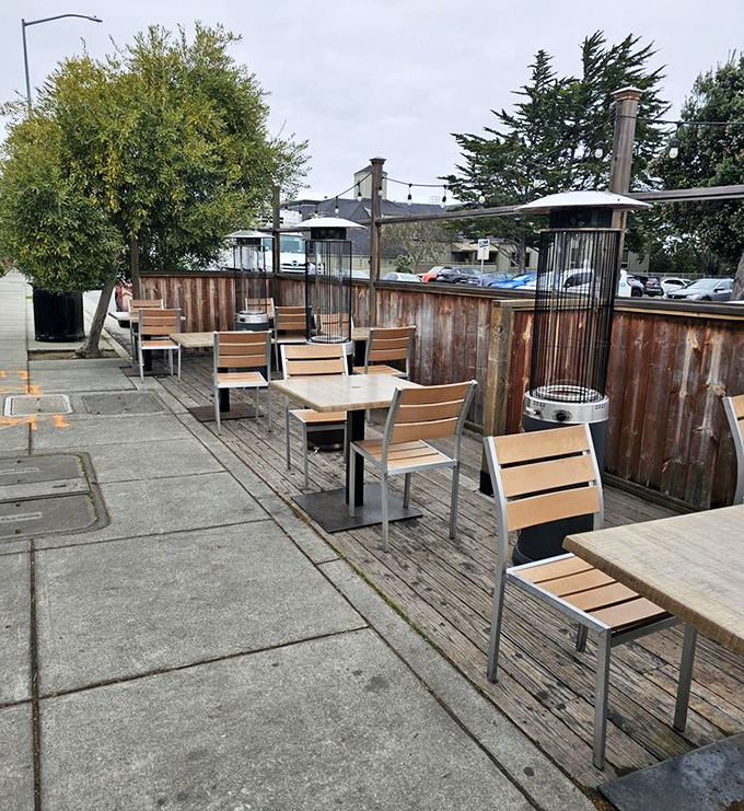 Outdoor seating where the Pacific breeze seasons your meal with salt air&mdash;nature's perfect finishing touch to seafood.