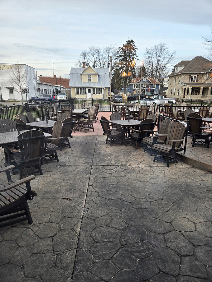 The outdoor patio waits patiently for Ohio's fickle weather to cooperate, promising al fresco dining with a side of small-town charm.