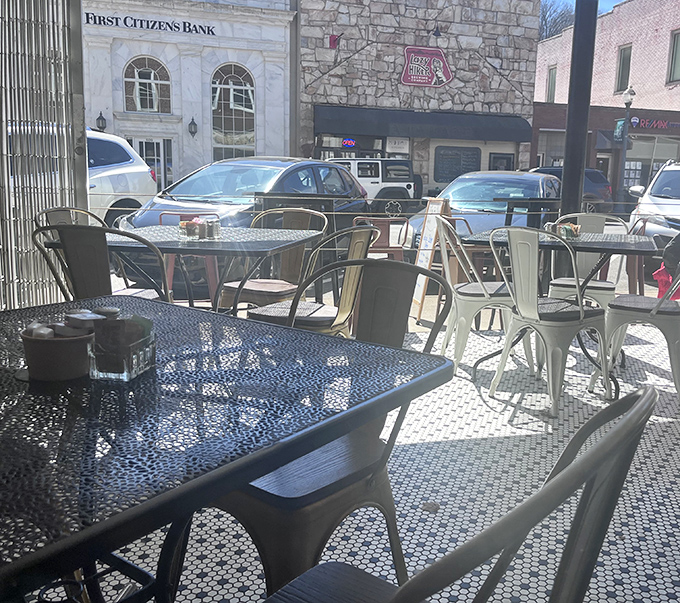 Outdoor seating invites you to people-watch while savoring your meal, with Sylva's historic downtown providing a picturesque backdrop.