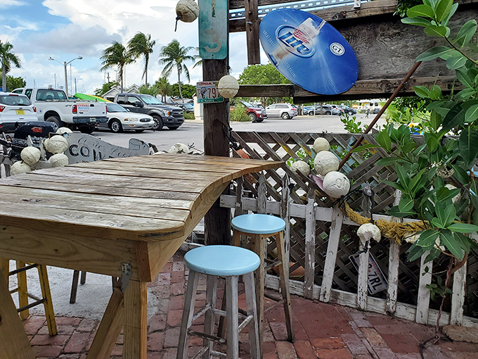 Colorful stools and weathered tables create the perfect setting for seafood that doesn't need fancy surroundings to shine.