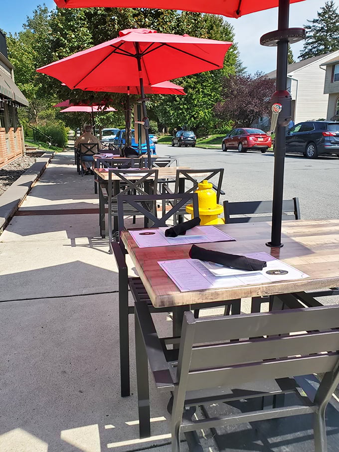Outdoor patio dining lets you savor fresh seafood while enjoying Pennsylvania's beautiful weather and neighborhood charm.