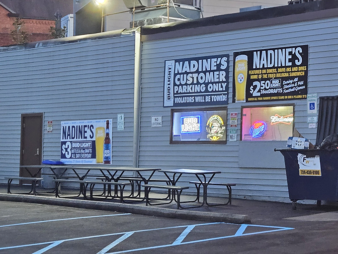 As evening falls, Nadine's transforms from breakfast joint to neighborhood watering hole. Those picnic tables have heard more Pittsburgh stories than any therapist.