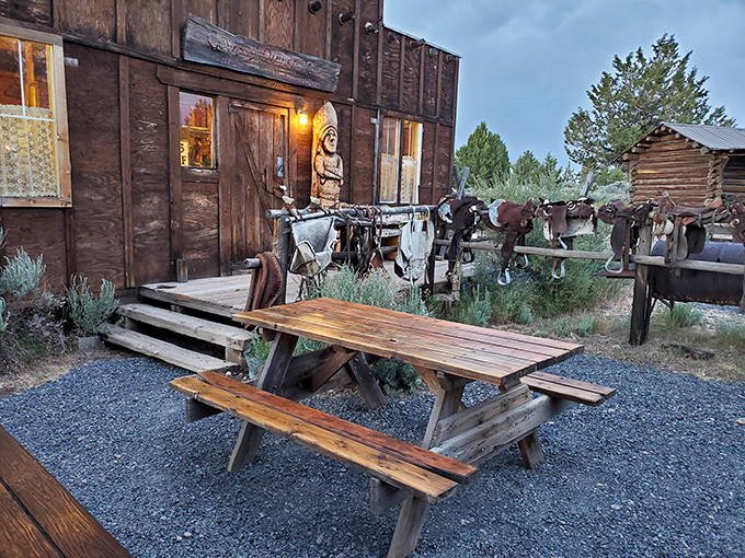 As dusk settles, the outdoor seating beckons with the promise of digestion under the stars. That wooden bench has heard every food-induced groan imaginable.
