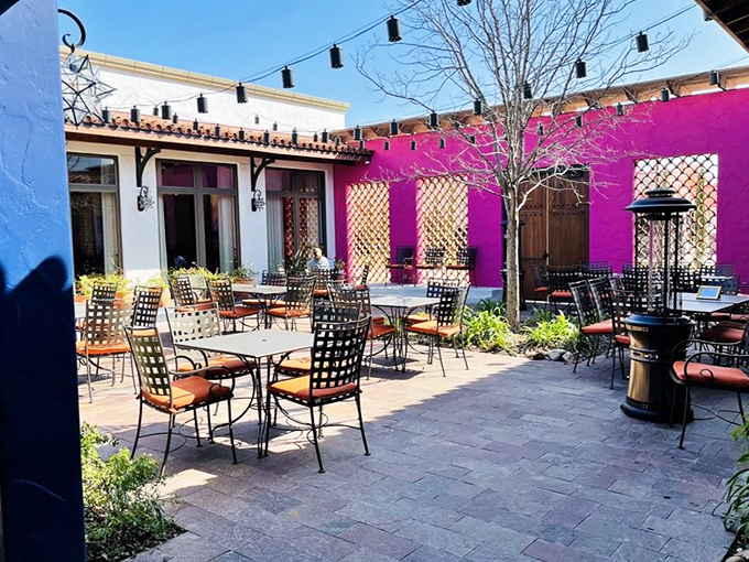 The outdoor patio offers al fresco dining where enchiladas taste even better under Texas stars.