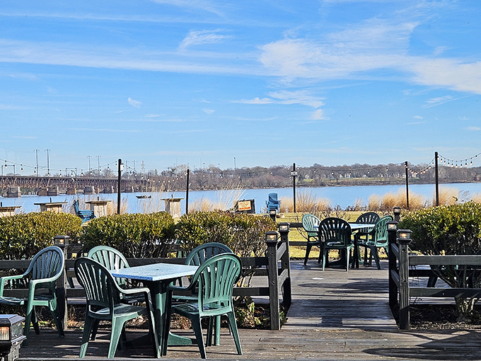 The outdoor patio&mdash;where fresh air seasons every bite and the Chesapeake provides the soundtrack. Mother Nature designed this dining room herself.