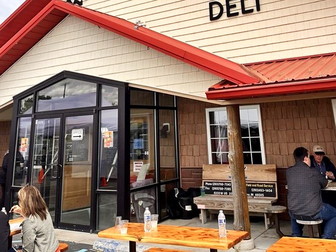 Outdoor seating where strangers become friends over shared bites and the mutual understanding that calories consumed in Amish country don't count.