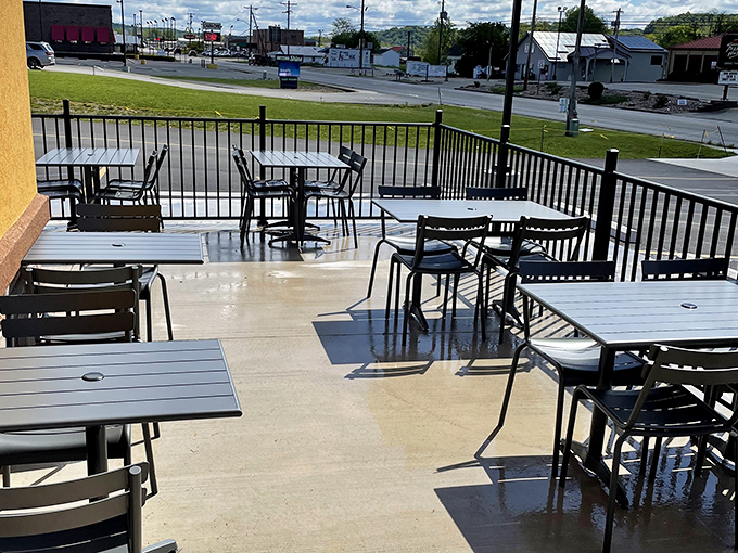 
Outdoor seating where Ohio sunshine meets Mexican flavors. Sometimes the best salsa is the conversation at the next table. 
