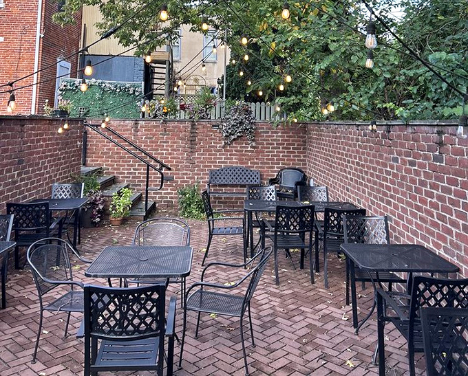 The brick-walled courtyard offers a peaceful retreat where the only acceptable topic of conversation is how good that last bite was.