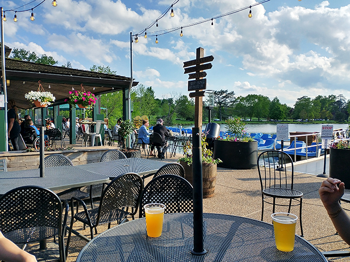 Beer tastes better with a view &ndash; scientific fact. The Boathouse's outdoor seating area is living proof of this important research.