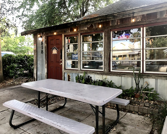 The outdoor picnic table offers al fresco dining for those who can't wait to dig in. Florida weather and barbecue—a match made in heaven.