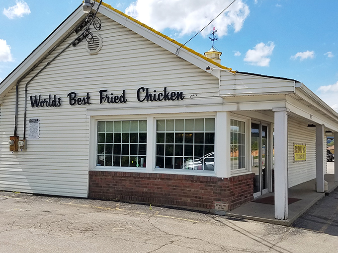 The exterior view that causes involuntary car swerves when spotted. Many a GPS destination has been abandoned for this white building.
