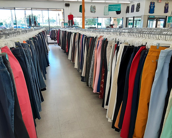 Pants, pants, and more pants! This denim highway stretches toward the horizon, promising the perfect fit for every Florida retiree and beach-goer.