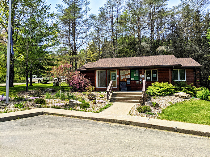 The park office welcomes visitors with rustic charm and practical information &ndash; like where to find the best fishing spots and which trails won't leave you questioning your life choices.