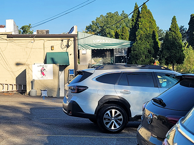 Even from the parking lot, that iconic green awning signals you've arrived at hot dog heaven. No fancy facade needed when you're a Michigan legend.