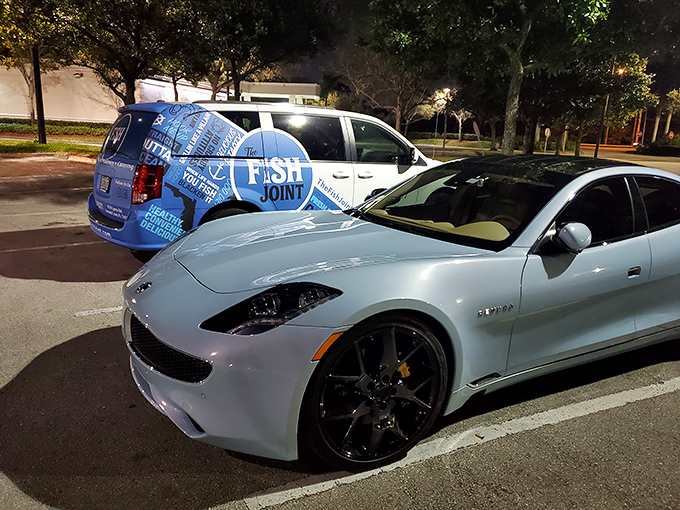 Even the delivery van sports the signature blue &ndash; spreading seafood joy throughout Coconut Creek like an aquatic version of the ice cream truck.