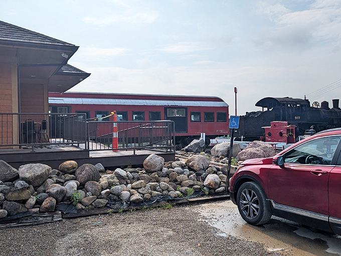 Journey's end for hungry travelers. The parking area fills quickly on game days when fans flock to fuel up before cheering on their beloved Buckeyes.