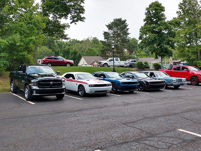 Even the parking lot has character, with muscle cars that suggest Whitey's patrons know a thing or two about American classics.