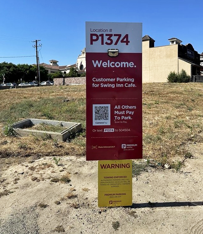 Even the parking sign has personality &ndash; a red beacon guiding hungry travelers to their breakfast destiny.